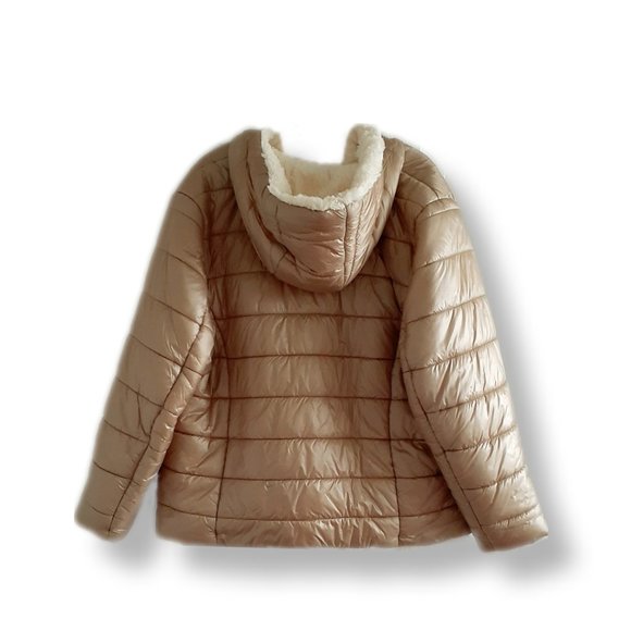 motto | Jackets & Coats | Shiny Beige Puffer Coat | Poshmark